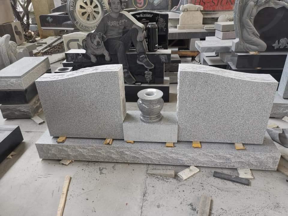 Gray Granite Companion Wing Cemetery Headstone: His & Her Monument - Etsy