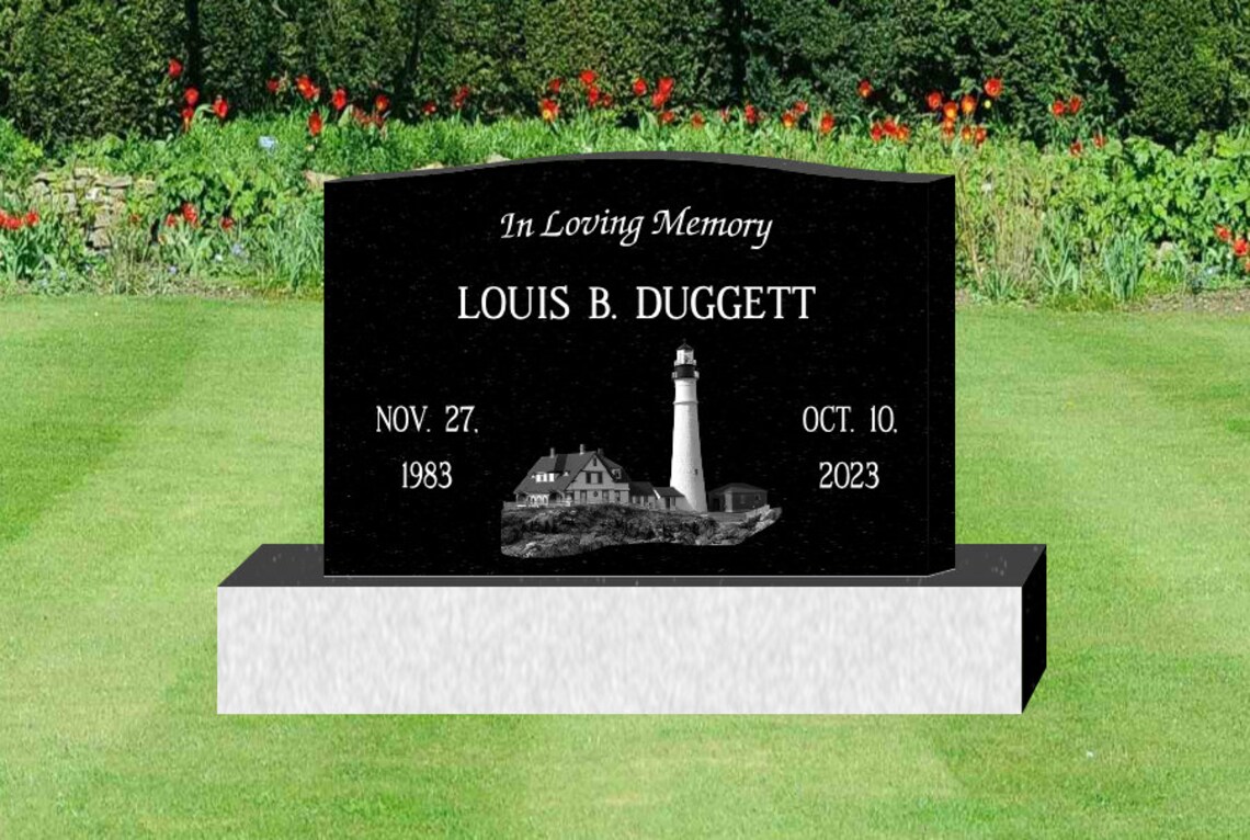 Laser Engraved Mini Upright Headstone Custom Grave Marker Jet Black ...
