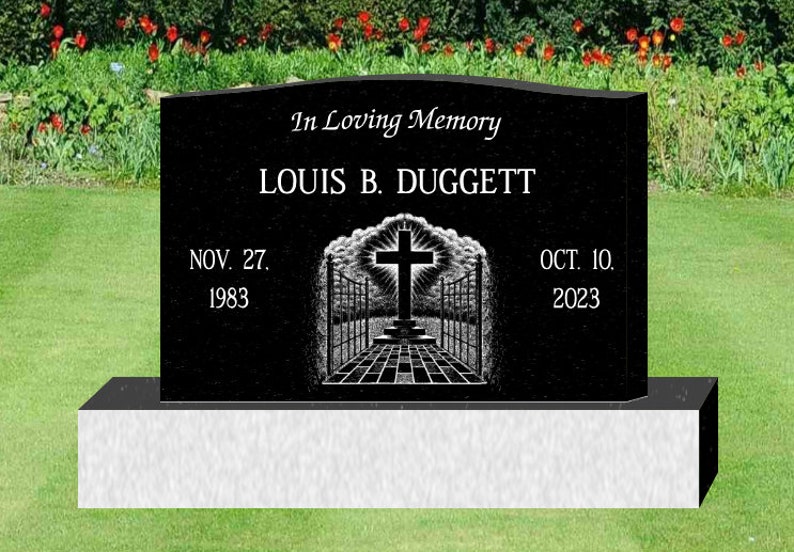 Laser Engraved Mini Upright Headstone Custom Grave Marker Jet Black ...