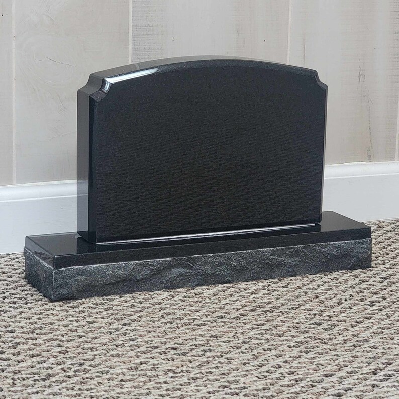 Laser Engraved Mini Upright Headstone Custom Grave Marker Jet Black ...