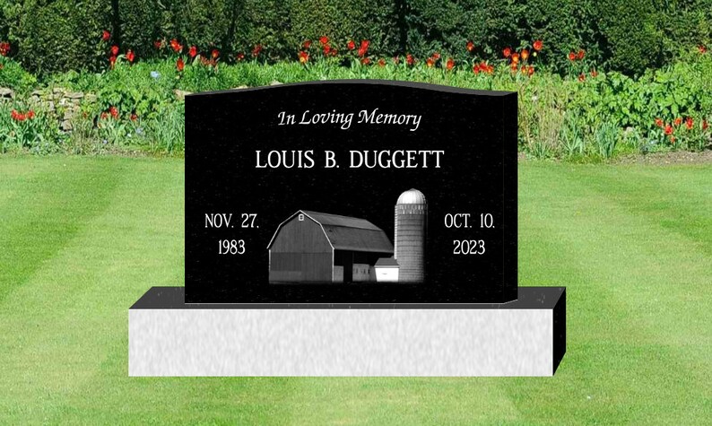 Laser Engraved Mini Upright Headstone Custom Grave Marker Jet Black ...
