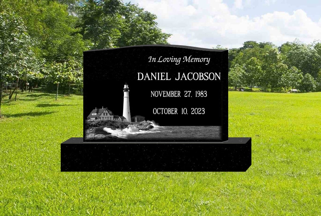 Laser Engraved Mini Upright Headstone | Custom Grave Marker | Jet Black ...