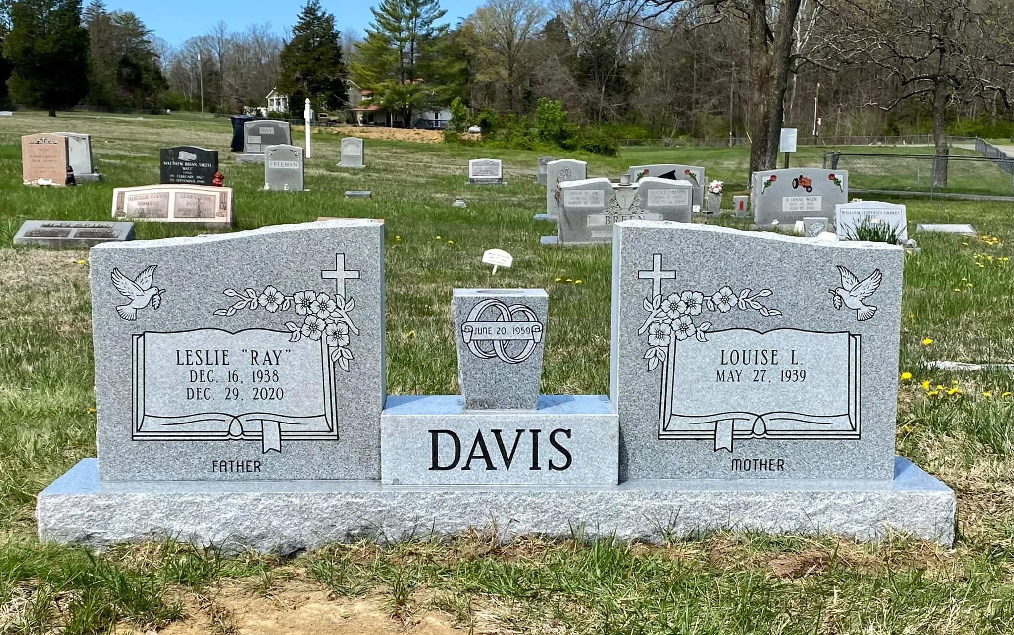 Gray Granite Companion Wing Cemetery Headstone: His & Her Monument - Etsy