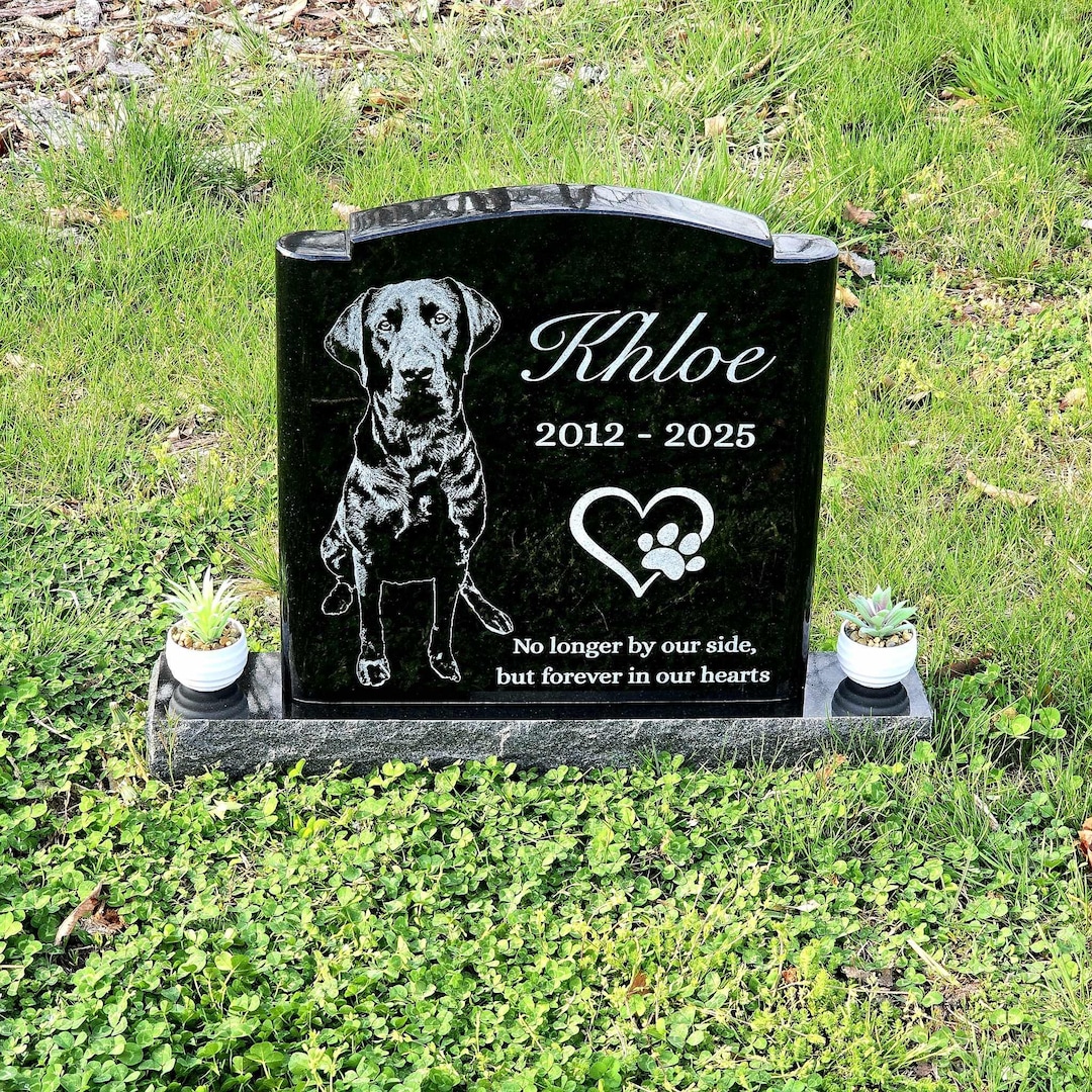 Custom Headstone Cemetery Grave Marker in Premium Black Granite and ...
