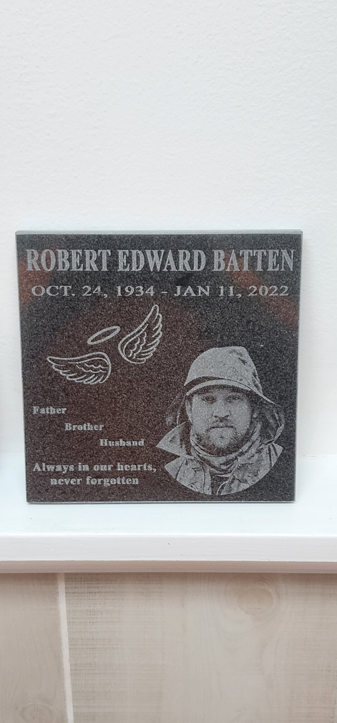 Laser Engraved Mini Tile Black Granite Headstone Cemetery Grave Marker ...
