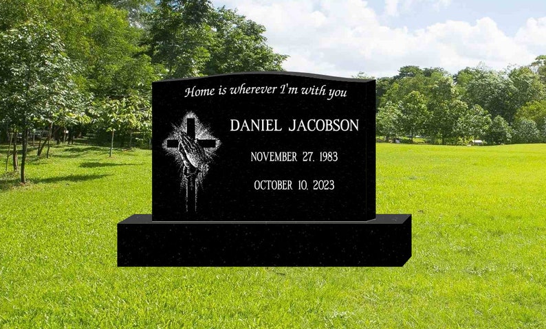 Laser Engraved Mini Upright Headstone Custom Grave Marker Jet Black ...