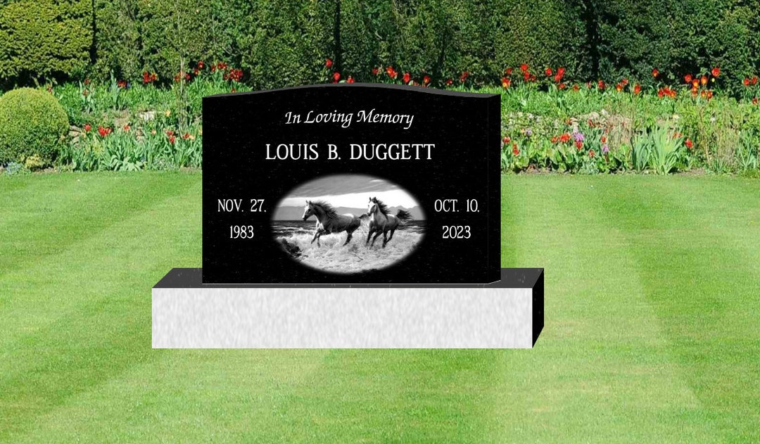 Laser Engraved Mini Upright Headstone Custom Grave Marker Jet Black ...