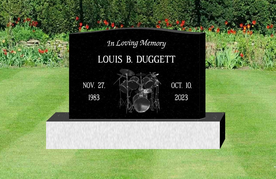 Laser Engraved Mini Upright Headstone Custom Grave Marker Jet Black ...