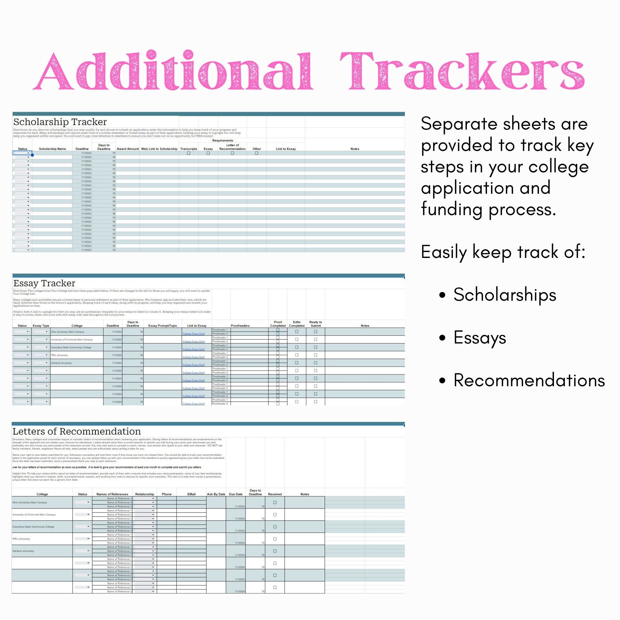 College Application Tracker - Etsy