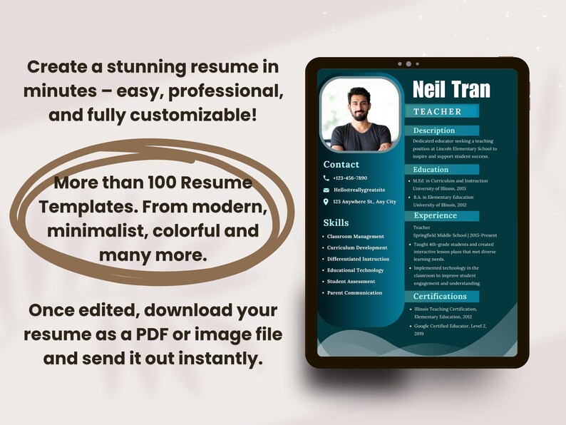 Modern Resume Template | Editable Canva CV, Cover Letter (instant ...