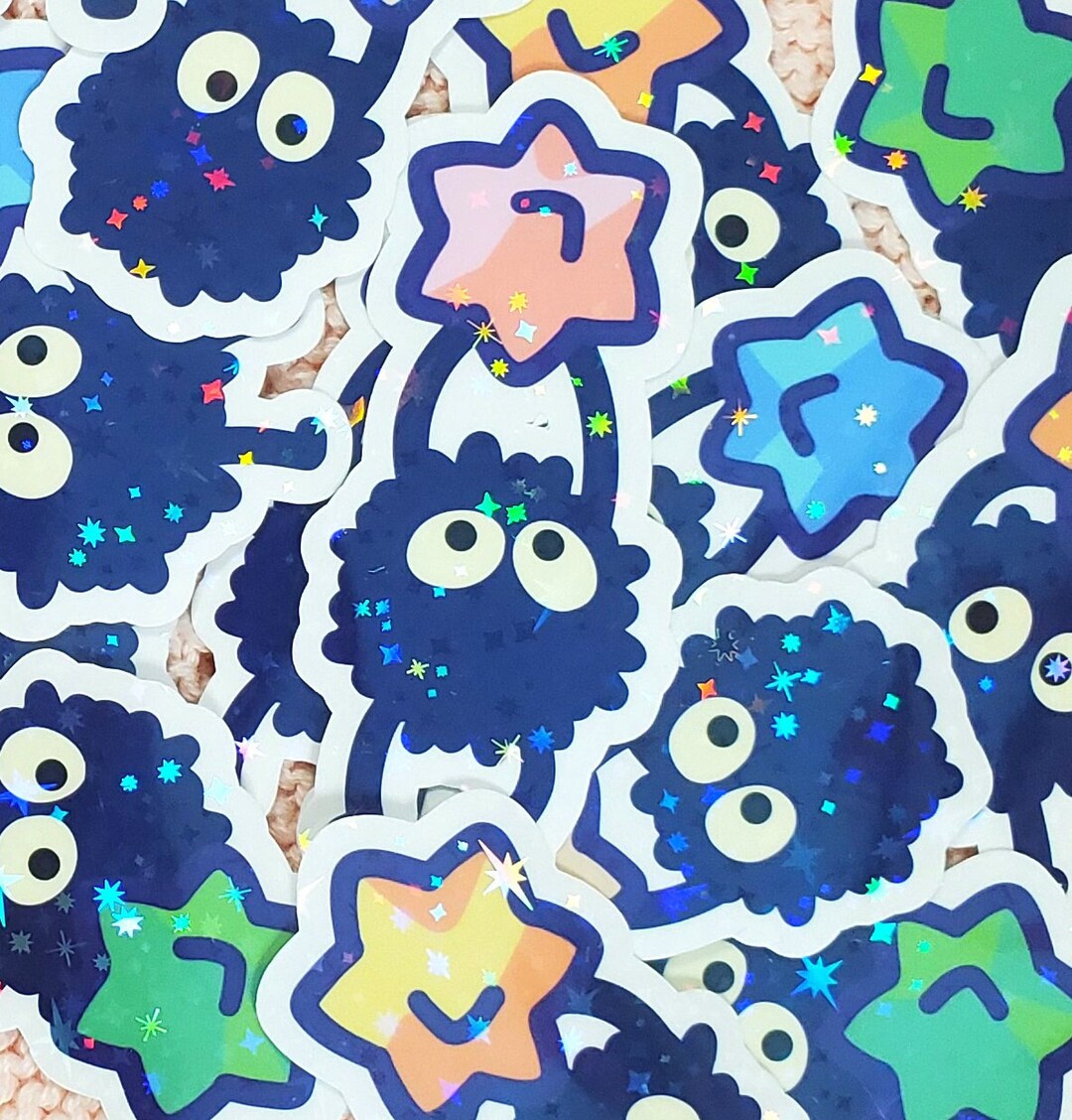 Cute Soot Sprite With Rainbow Star Candy Vinyl Sticker Set in - Etsy Israel