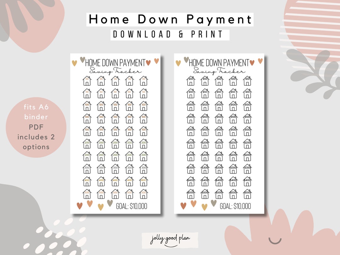 Home Down Payment Tracker House Deposit Saving Challenge Printable PDF ...