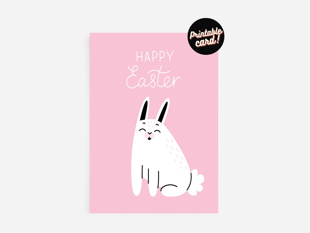 Printable Card, Easter Bunny Card, Downloadable Bunny Card, Digital ...
