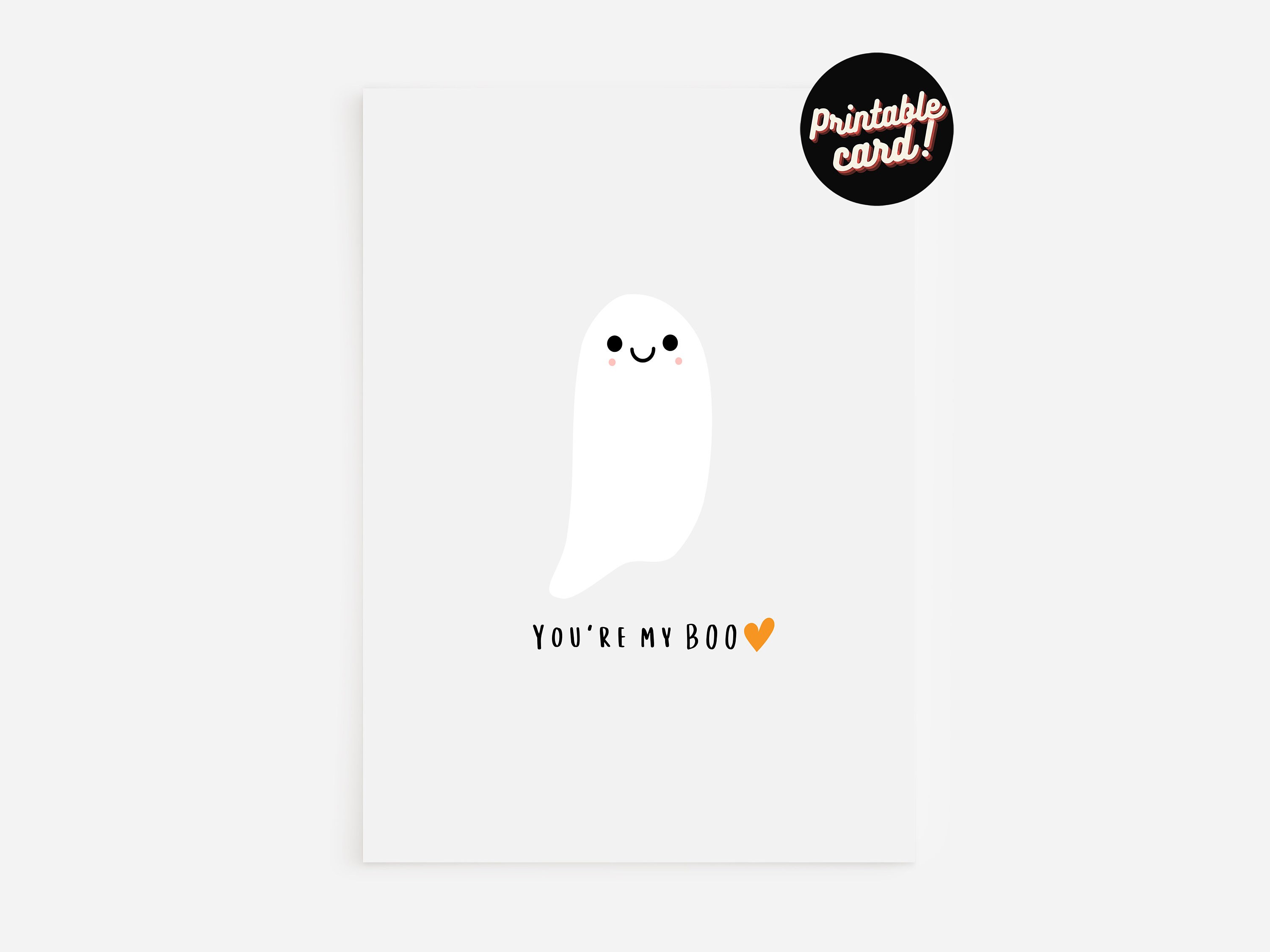Printable Card, Ghost Card, Downloadable Halloween Card, Digital ...