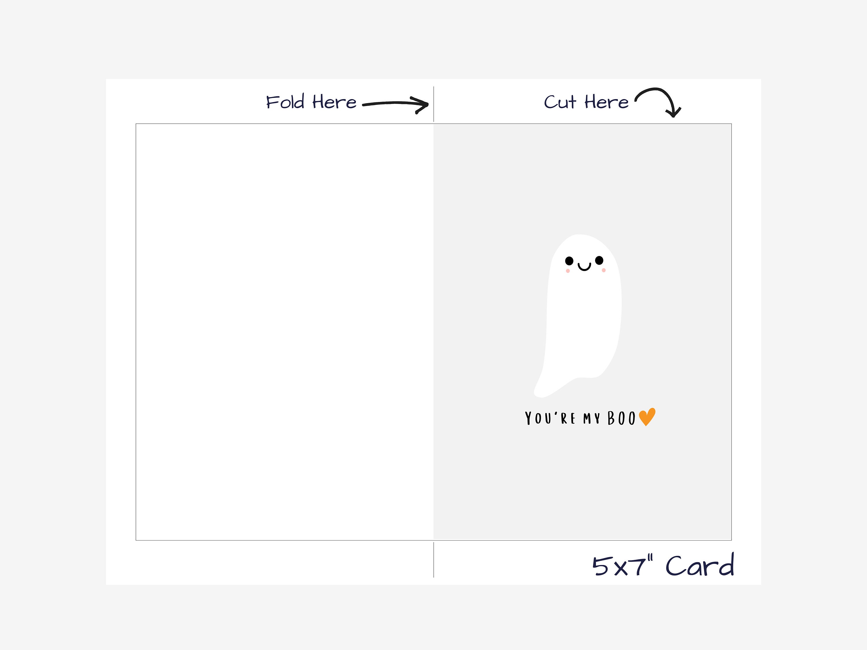 Printable Card, Ghost Card, Downloadable Halloween Card, Digital ...