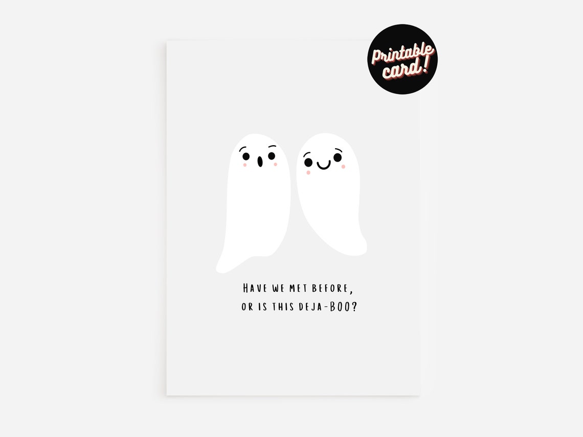 Printable Card, Ghost Card, Downloadable Halloween Card, Digital ...