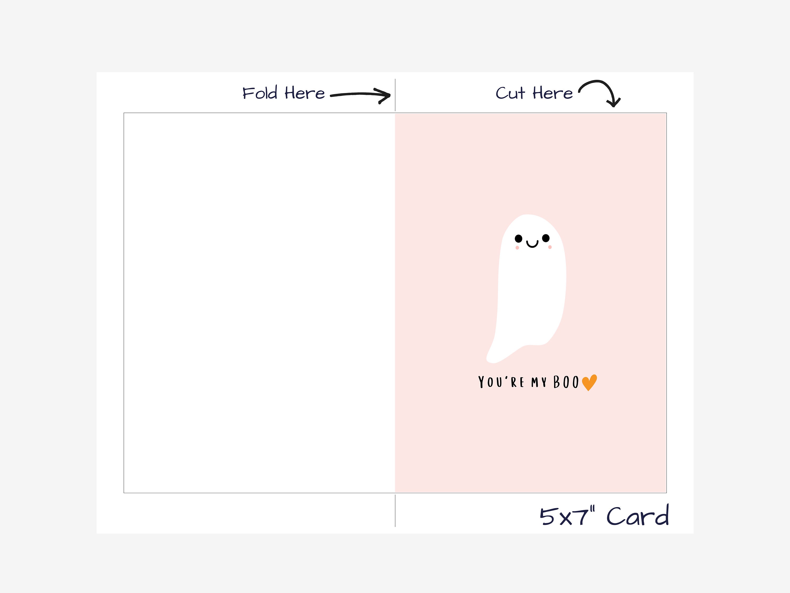 Printable Card, Ghost Card, Downloadable Halloween Card, Digital Halloween Card, Instant ...