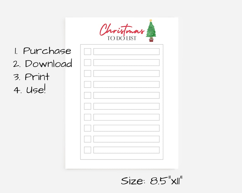 Printable December to Do List, Simple and Modern, Digital Download ...