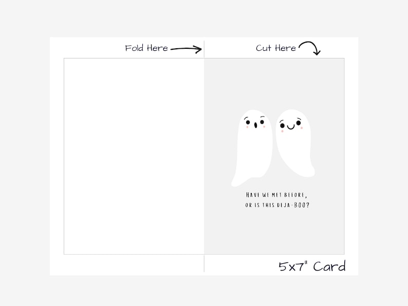 Printable Card, Ghost Card, Downloadable Halloween Card, Digital ...