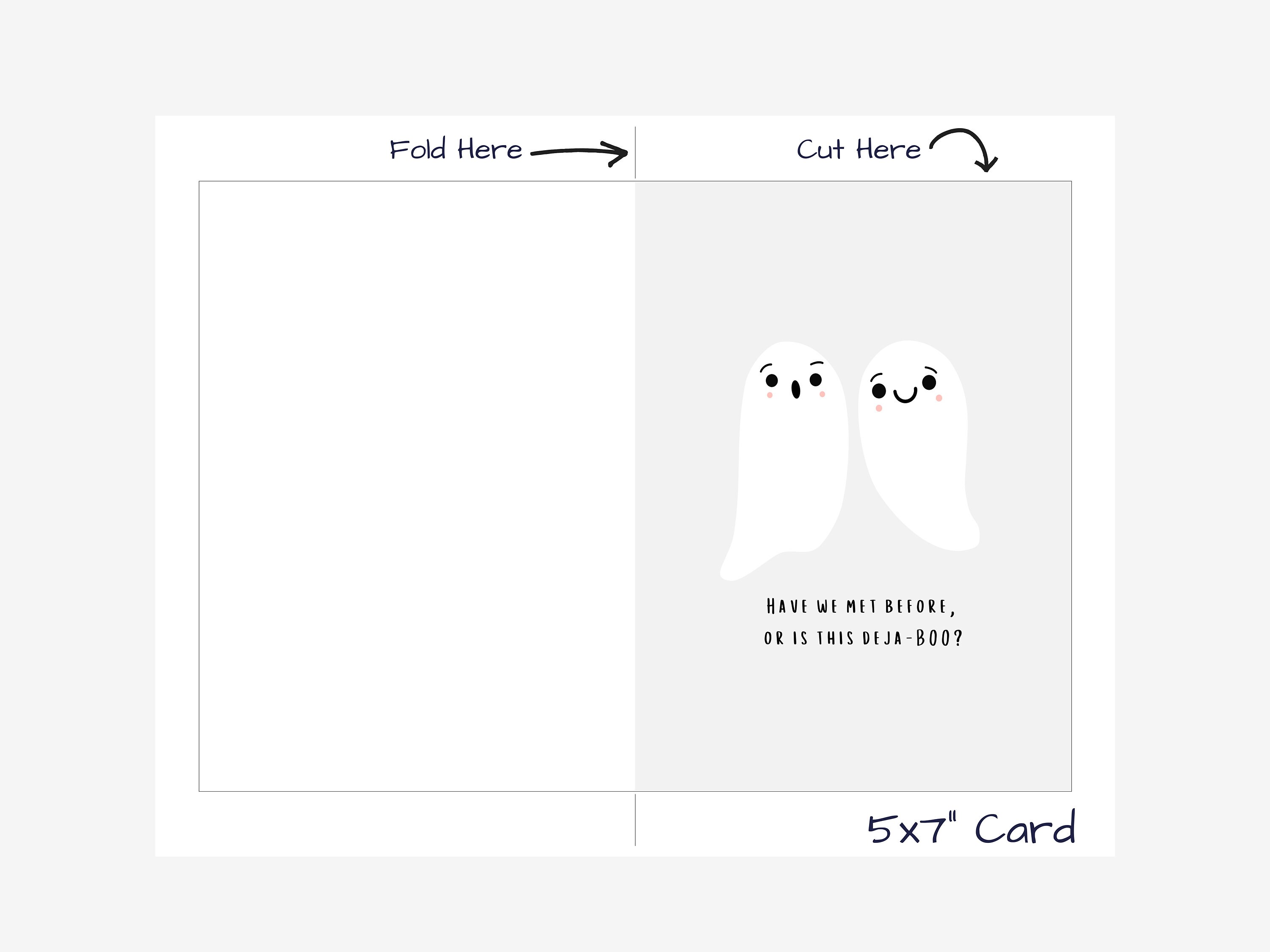 Printable Card, Ghost Card, Downloadable Halloween Card, Digital ...