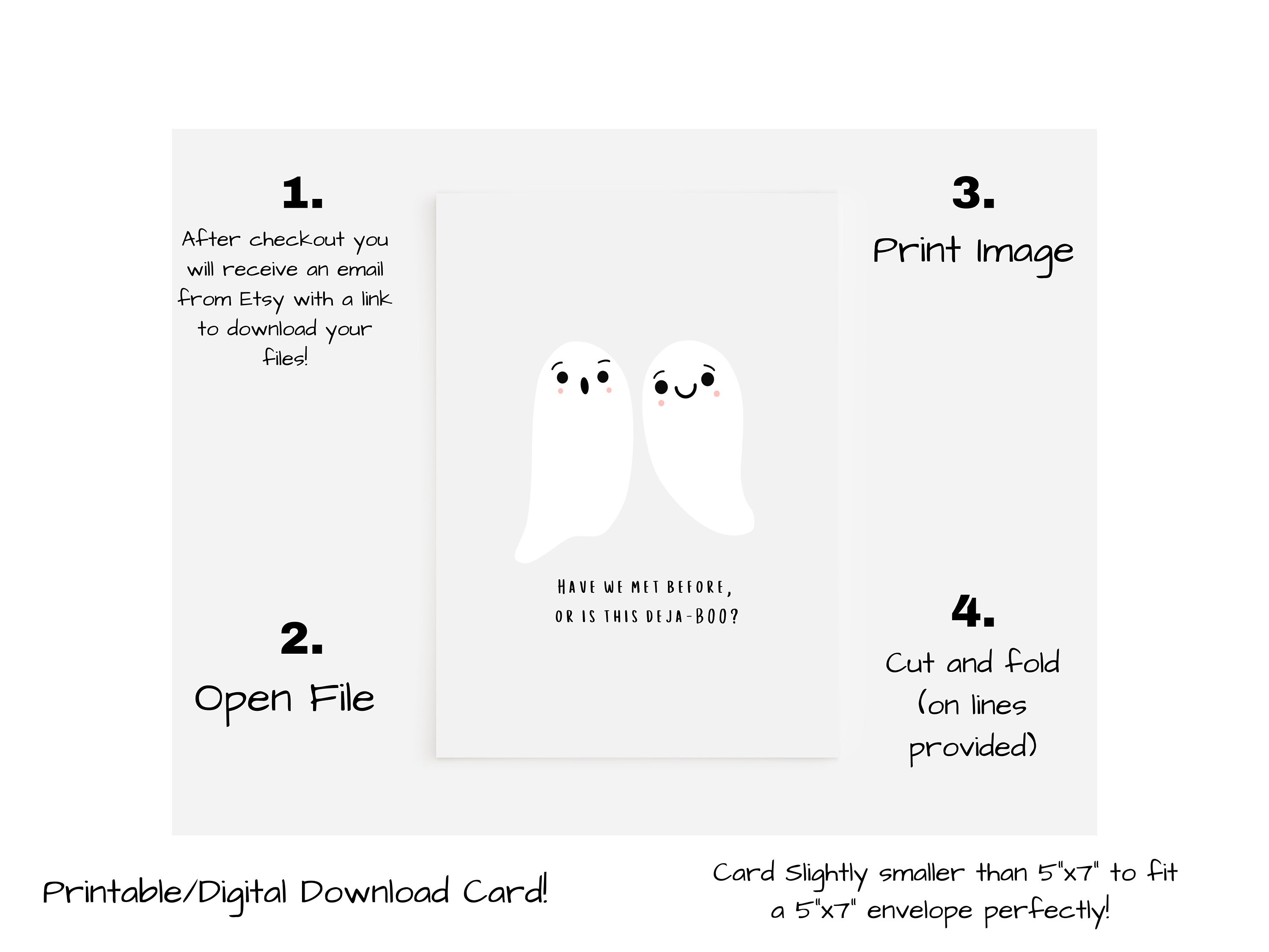 Printable Card, Ghost Card, Downloadable Halloween Card, Digital ...