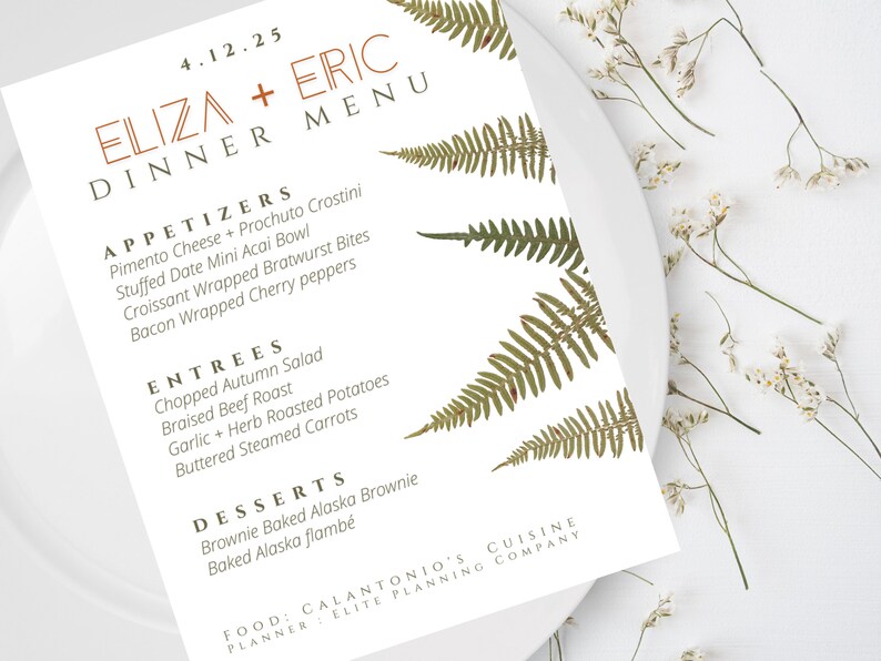 Menu Template | Modern Menu Template | Botanical Menu Template ...