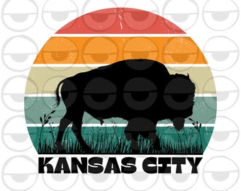 Kansas Svg Prairie Buffalo Sunset Postcard Svg - Etsy