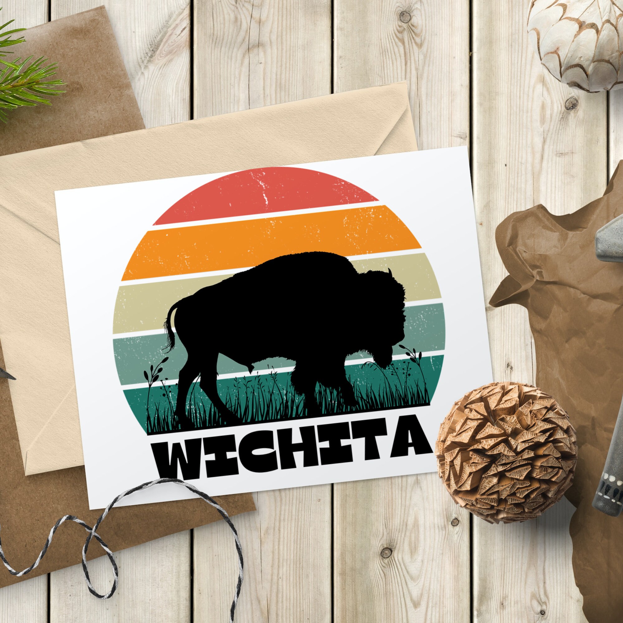 Wichita Svg - Prairie - Buffalo - Sunset - Postcard Svg - Poster Svg ...