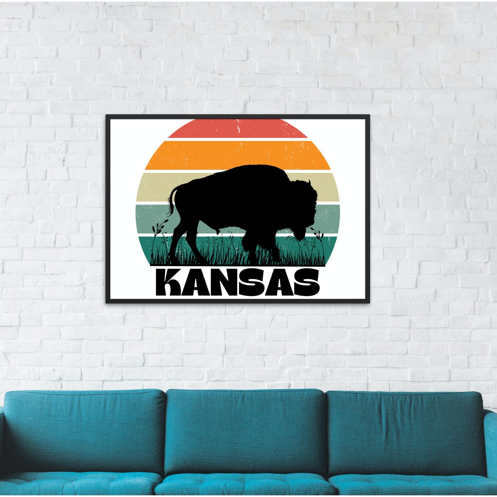 Kansas Svg - Prairie - Buffalo - Sunset - Postcard Svg - Poster Svg ...