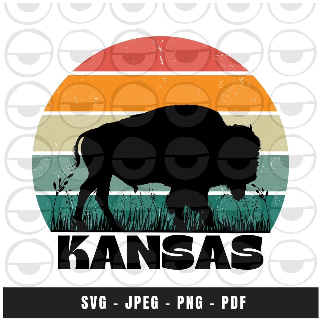 Kansas Svg - Prairie - Buffalo - Sunset - Postcard Svg - Poster Svg ...