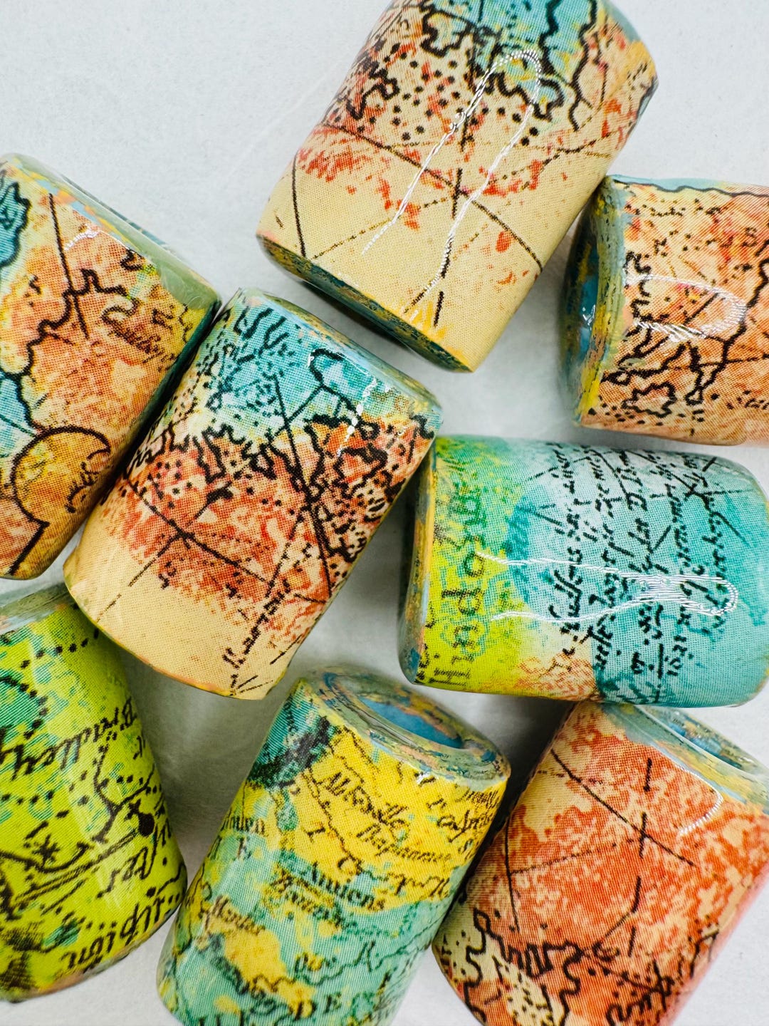 Oversized Map Theme Bead Extra Large 5-6mm Hole Bead With Map Design ...