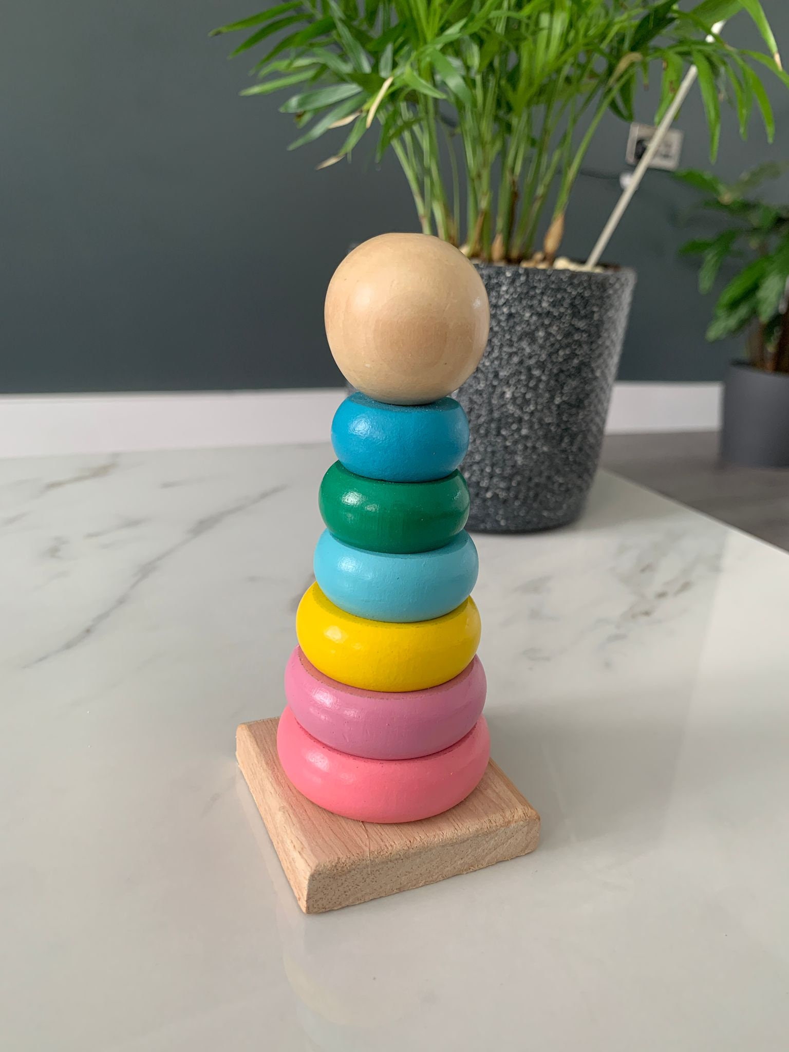 Wooden Montessori Ring Stacker in Rainbow Colours - Etsy
