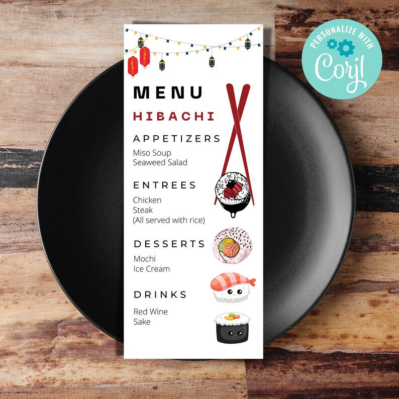 Hibachi Menu Hibachi Protein Choices Hibachi Choice Card - Etsy