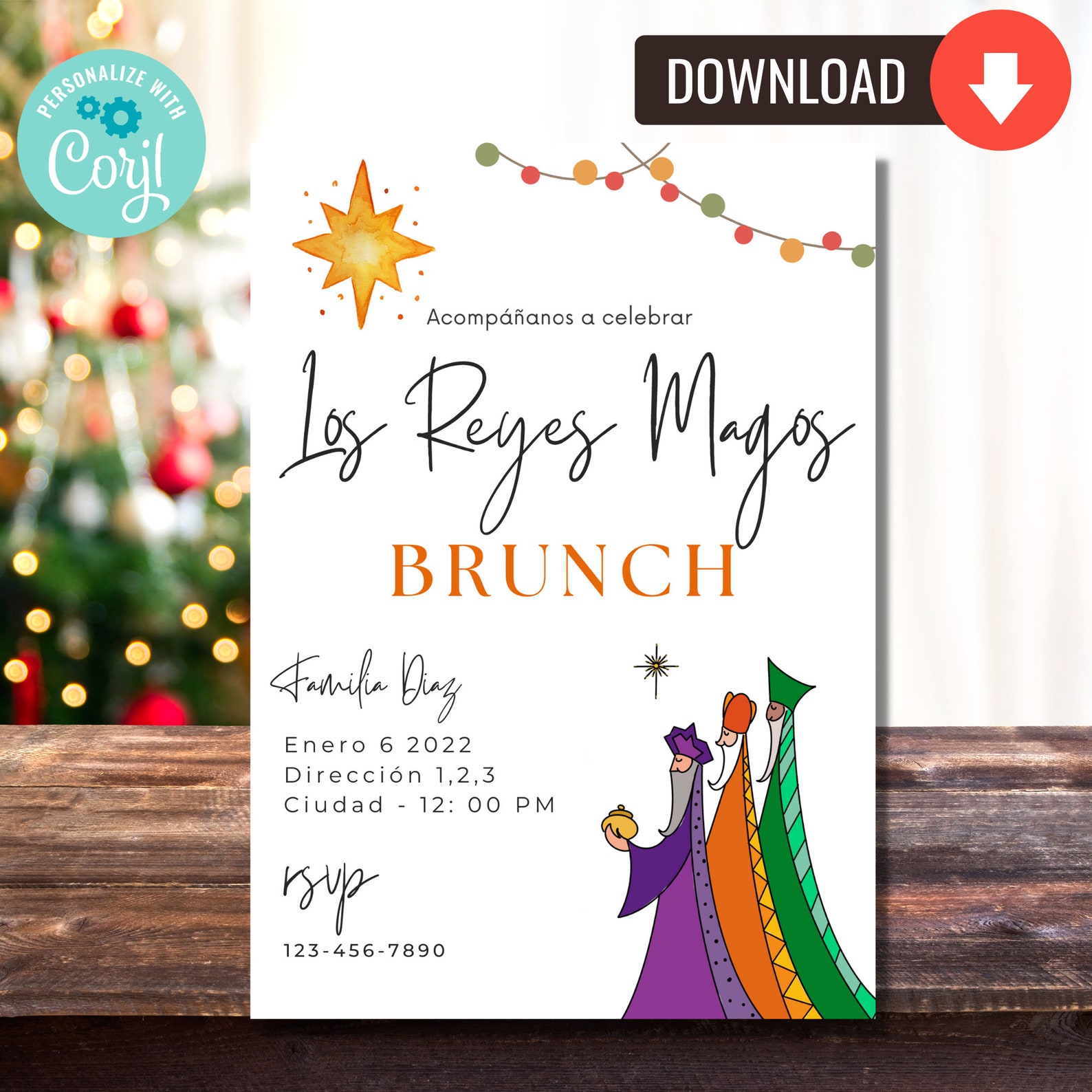 Three Kings Day Invitation, Dia De Los Reyes Invitation, Tres Reyes ...