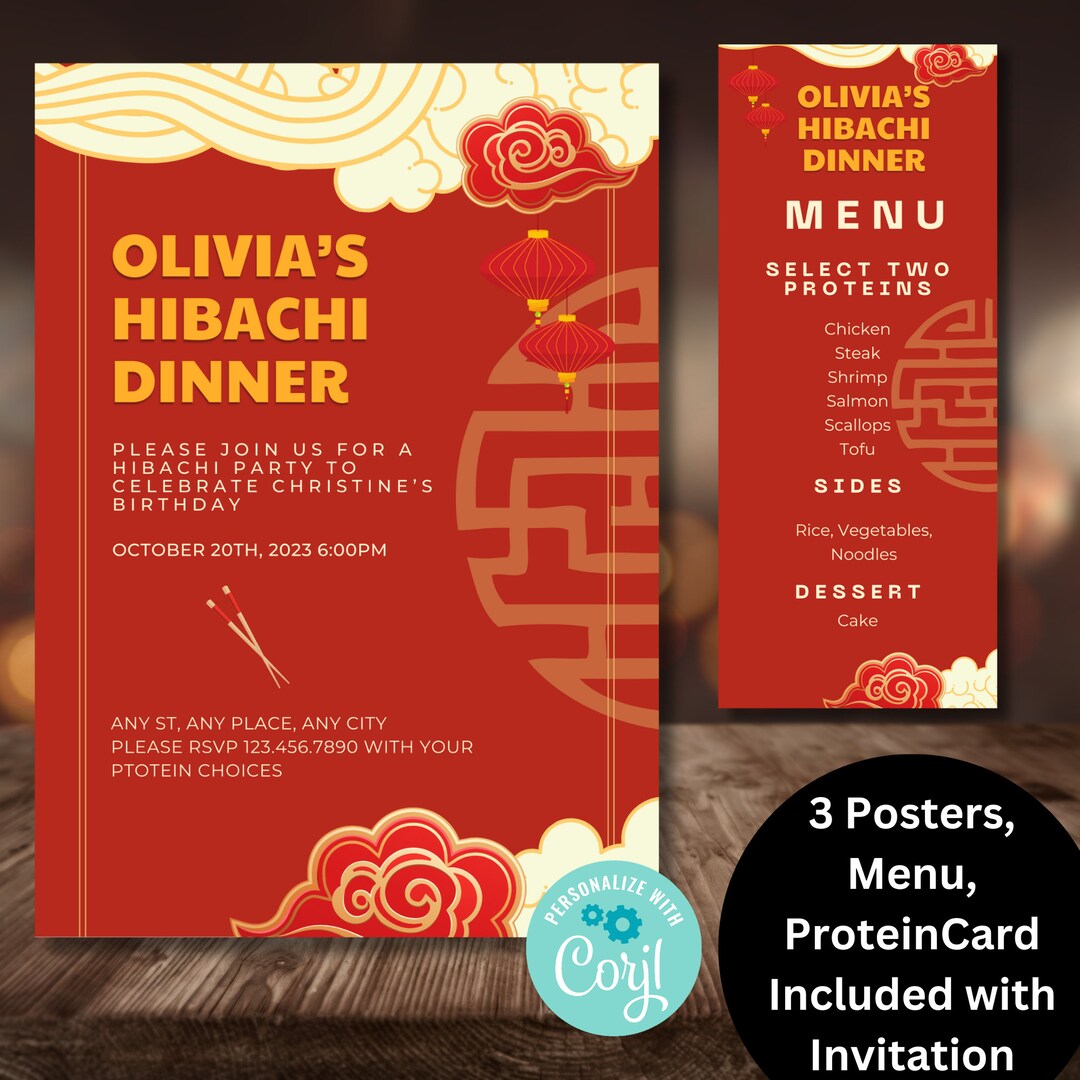 Hibachi Invitation, Hibachi Birthday, Japanese Restaurant Party ...