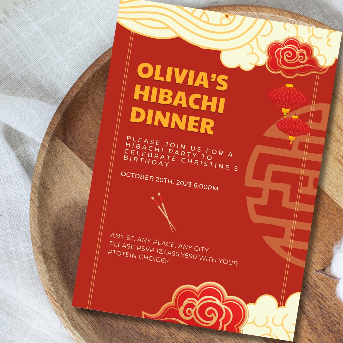 Hibachi Invitation, Hibachi Birthday, Japanese Restaurant Party ...