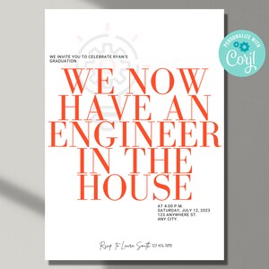 Engineer School Graduation Invitation, Engineer Graduation Invitation ...