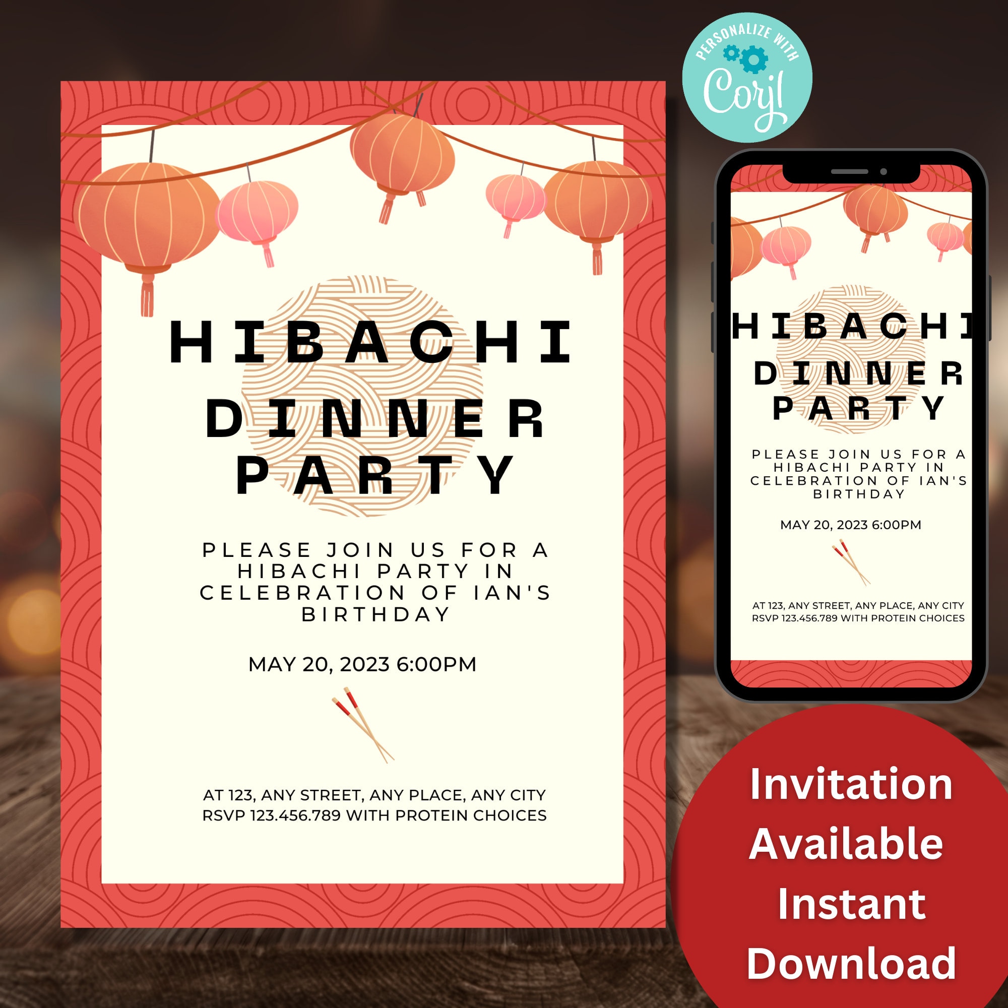 Hibachi Invitation, Hibachi Birthday, Japanese Restaurant Party ...
