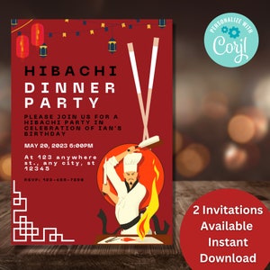 Hibachi Invitation, Hibachi Birthday, Japanese Restaurant Party ...
