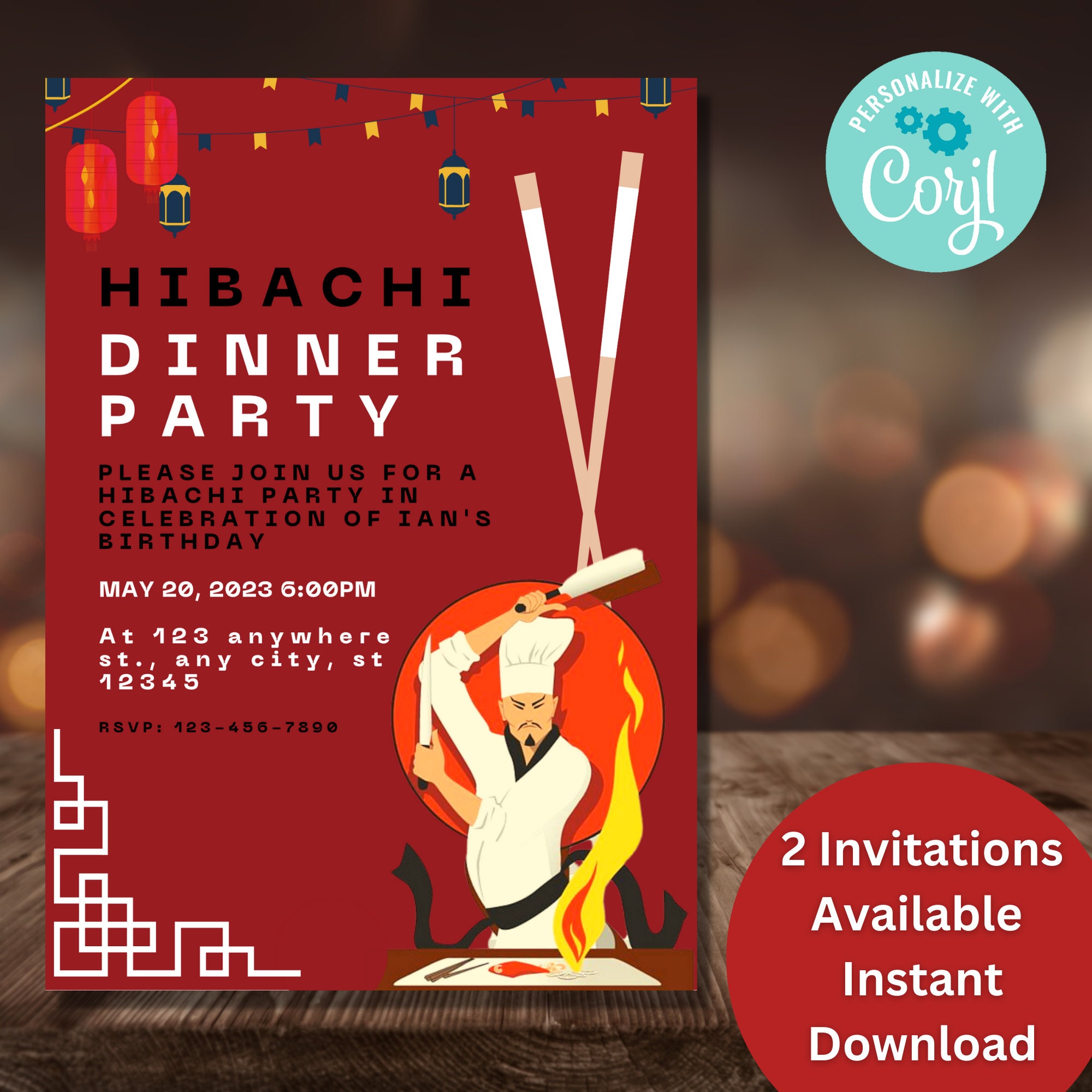 Hibachi Invitation Hibachi Birthday Japanese Restaurant - Etsy