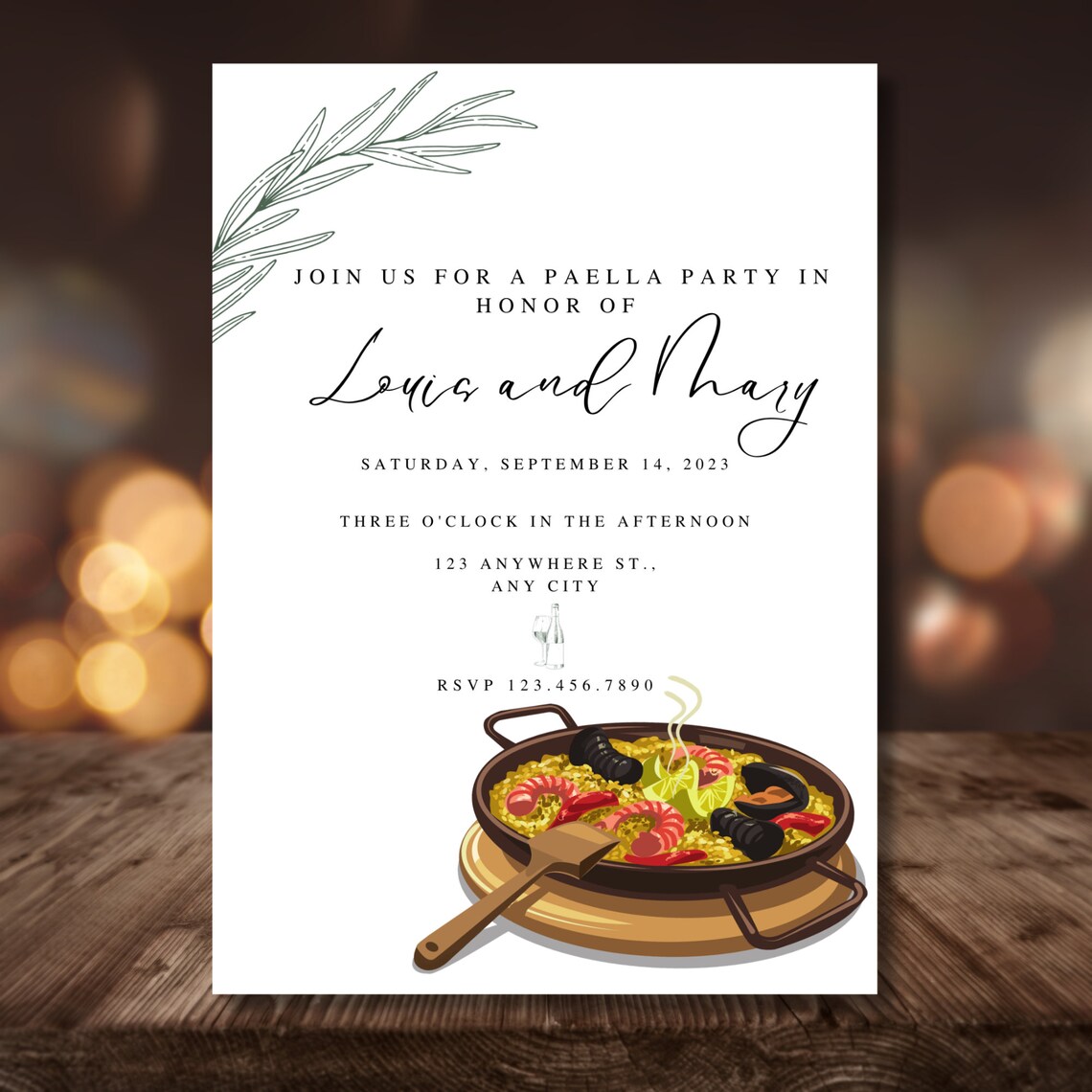 Paella Birthday Party, Paella Party Invitation, Spanish Paella Party ...