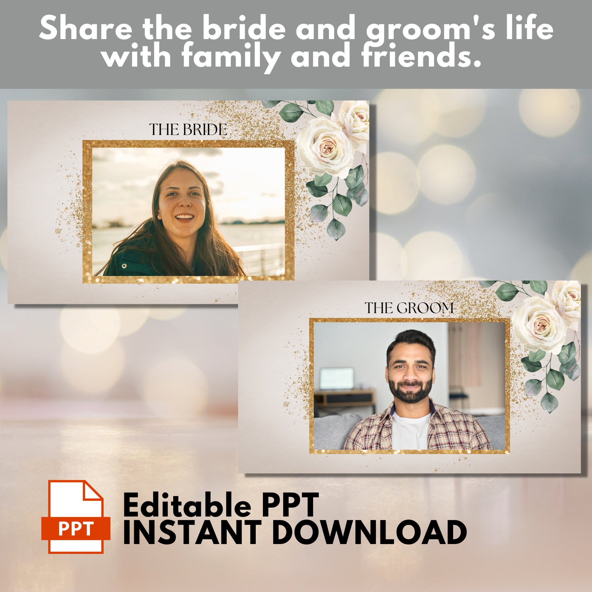Engagement Powerpoint, Engagement Slideshow, Editable PPT, Wedding ...