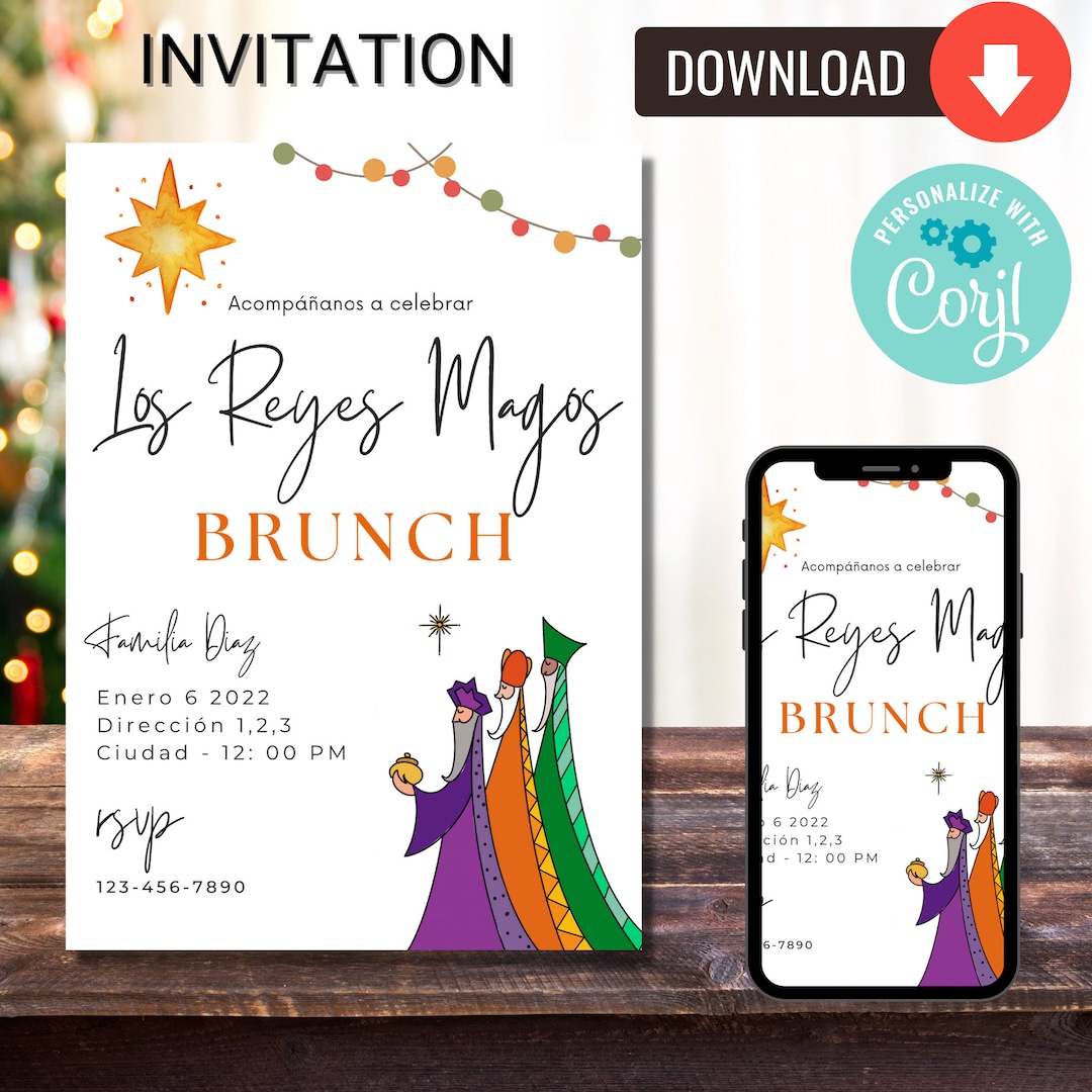 Three Kings Day Invitation, Dia De Los Reyes Invitation, Tres Reyes ...