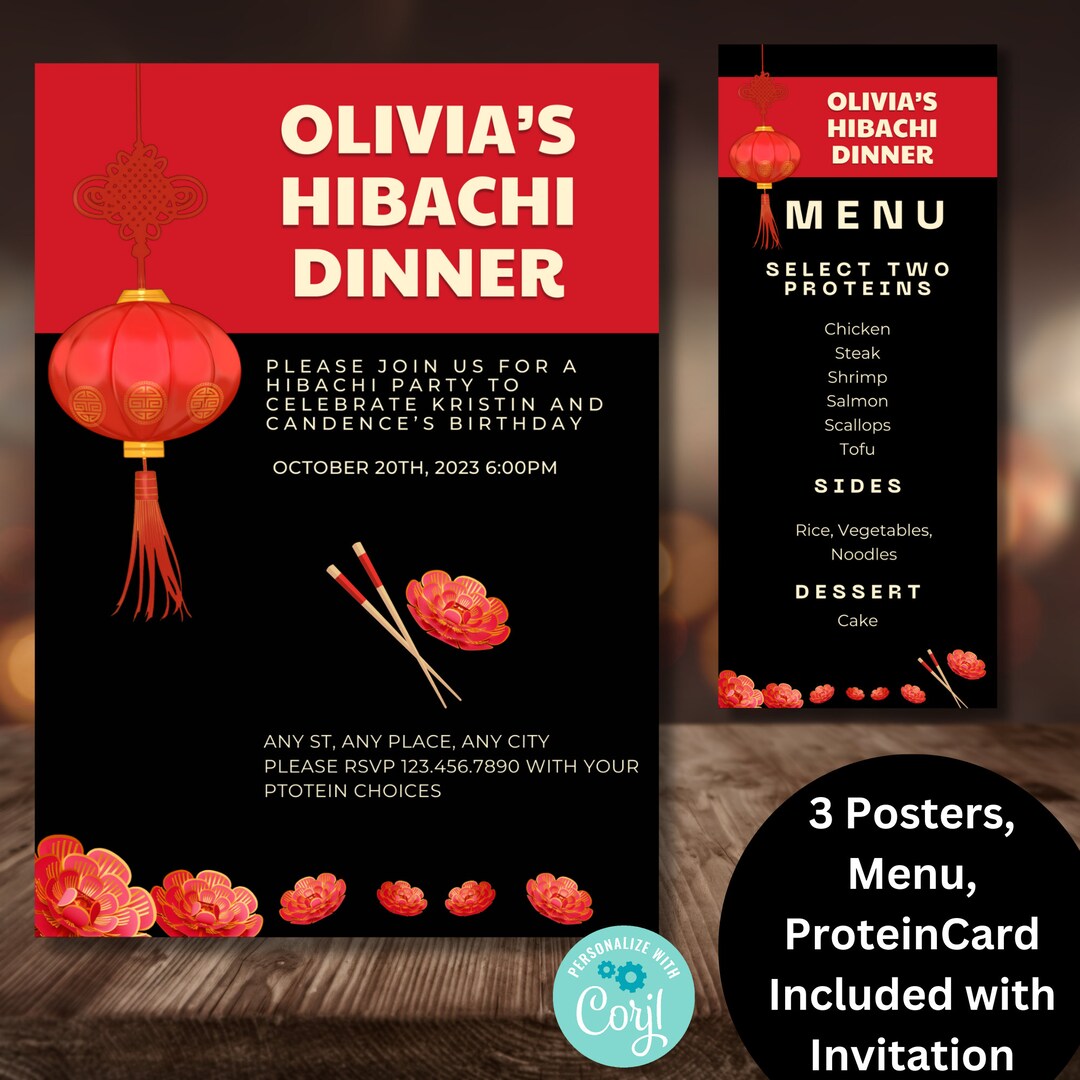 Hibachi Invitation, Hibachi Birthday, Japanese Restaurant Party ...