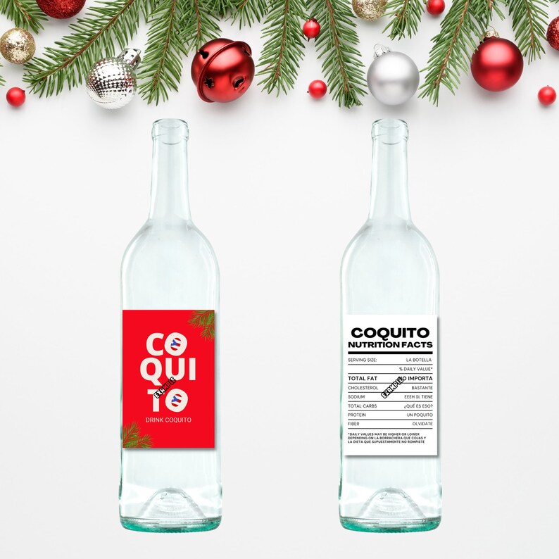 Coquito Labels, Holiday Gifts, Homemade Coquito Gifts, Coquito Drink ...