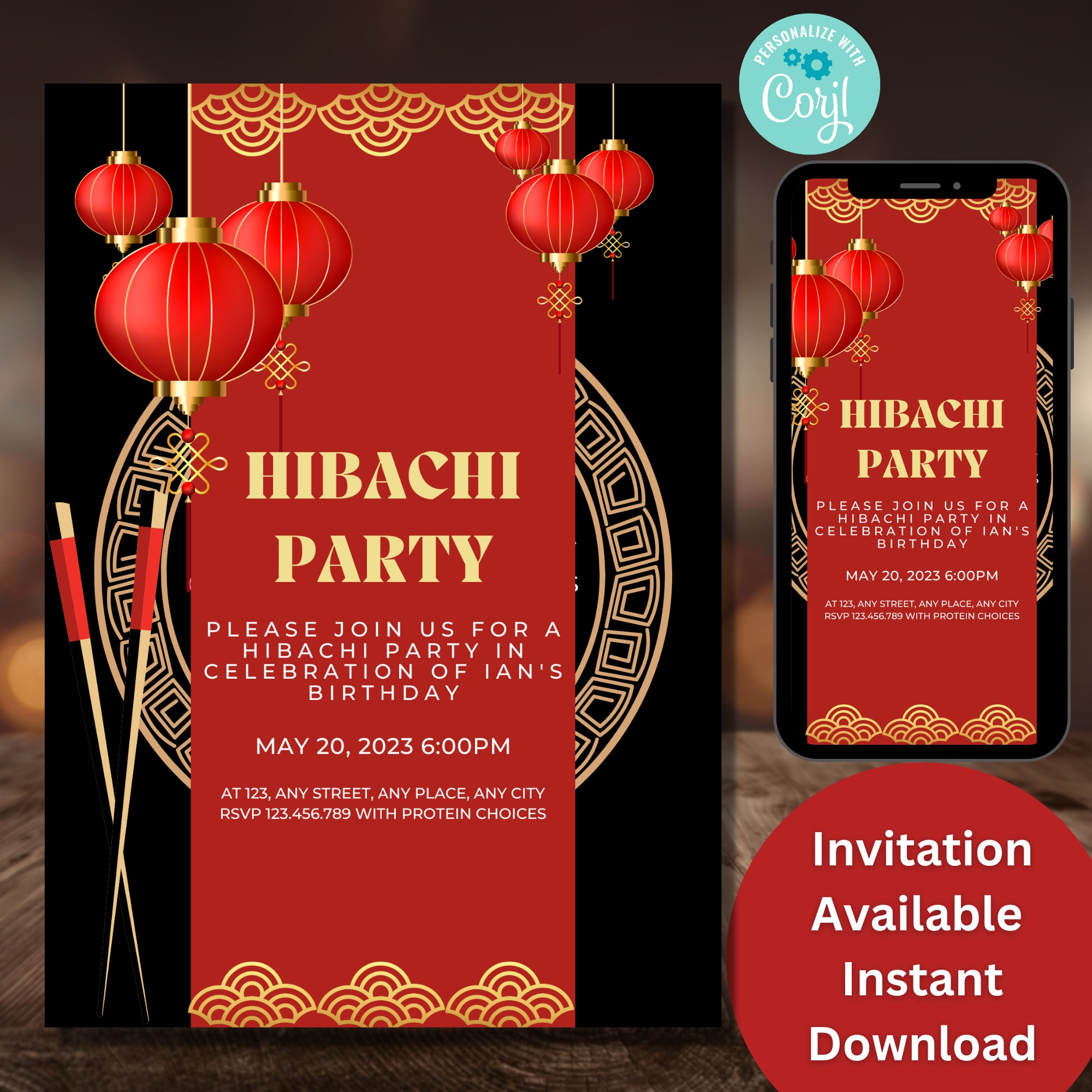 Hibachi Invitation Hibachi Birthday Japanese Restaurant - Etsy