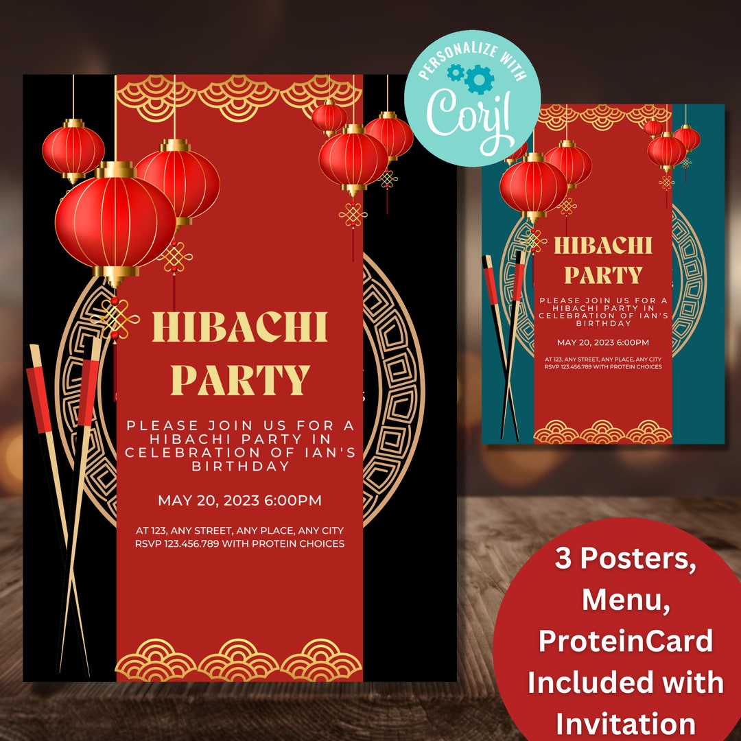 Hibachi Invitation, Hibachi Birthday, Japanese Restaurant Party ...