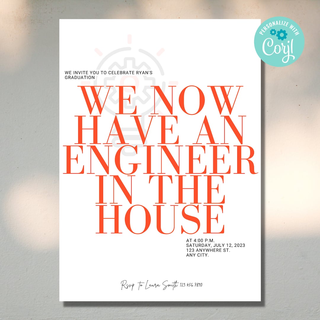 Engineer School Graduation Invitation, Engineer Graduation Invitation ...