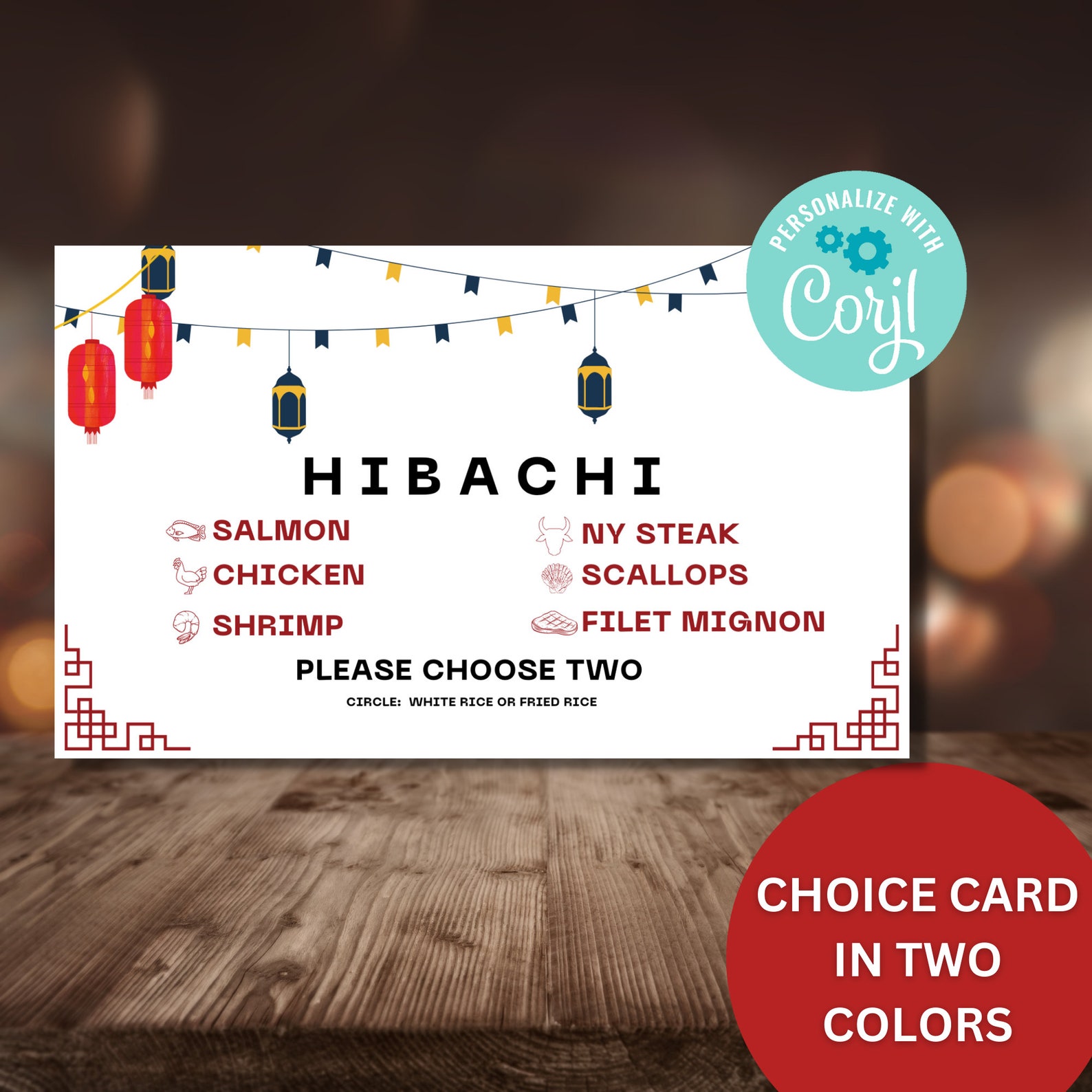 Hibachi Menu Hibachi Protein Choices Hibachi Choice Card - Etsy