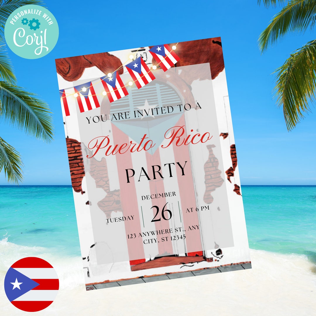 Puerto Rico Invitation, Puerto Rico Party Invitation, Puerto Rico Get ...